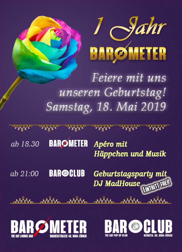 1 Jahr Barometer Bar — GAY.CH · Alles bleibt anders!